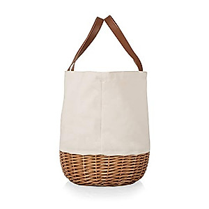 PICNIC TIME - Promenade Picnic Basket for 2 - Picnic Set with Canvas Tote Bag, (Beige Canvas)