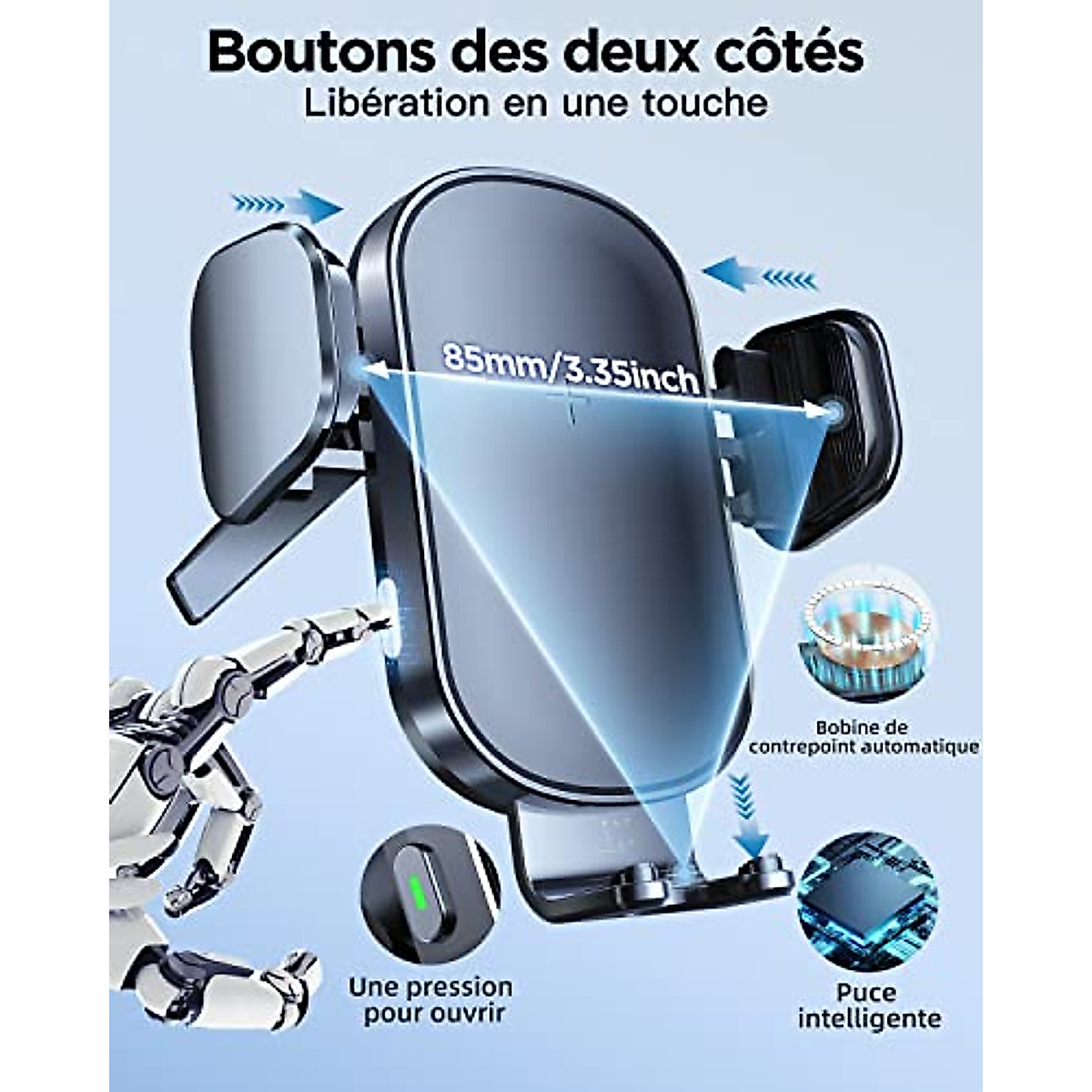 Wireless Car Charger - Lekente 15W Qi Fast Charging Car Phone Mount | Auto-Clamping Air Vent Car Cell Phone Holder for iPhone 14/13 /12/11 /X/XR/XS /8 Pro Max Mini Plus Samsung Galaxy Series