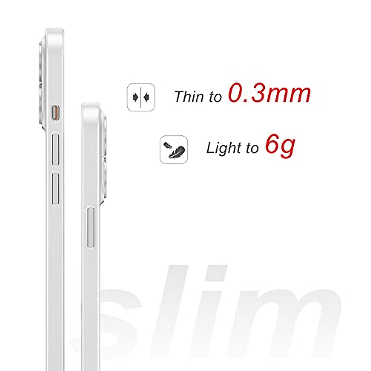 memumi Super Slim Case for iPhone 13 Pro Max [Upgrade Version] Matte Finish Coating Back Cover for iPhone 13 Pro Max 2021 Ultra Thin Case with 0.3 mm Minimalist Design (Translucent White)
