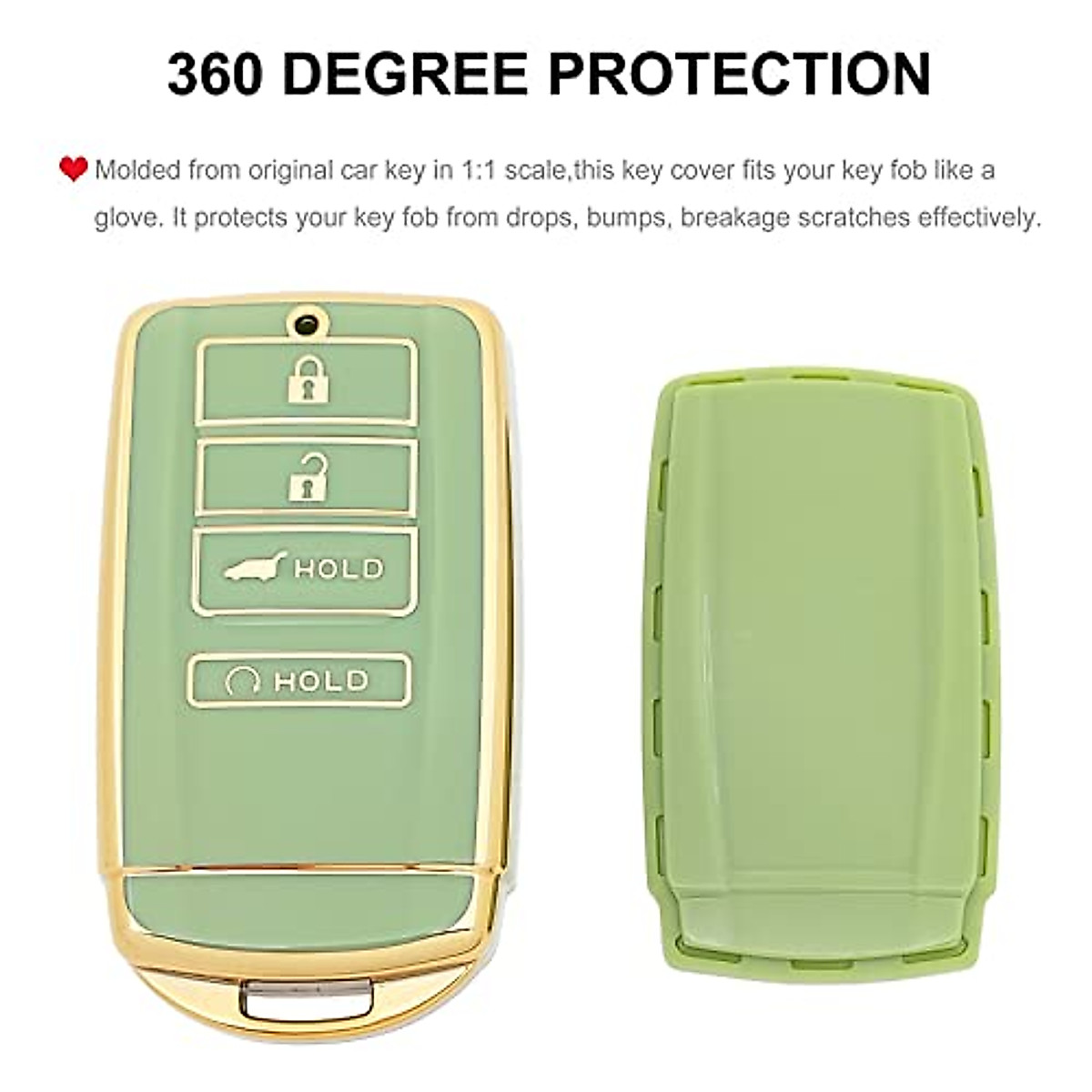 Key Fob Cover for Acura with Keychain Soft TPU Car Key Shell Case Protector Compatible with Acura ILX MDX RLX TLX NSX RDX (Green)