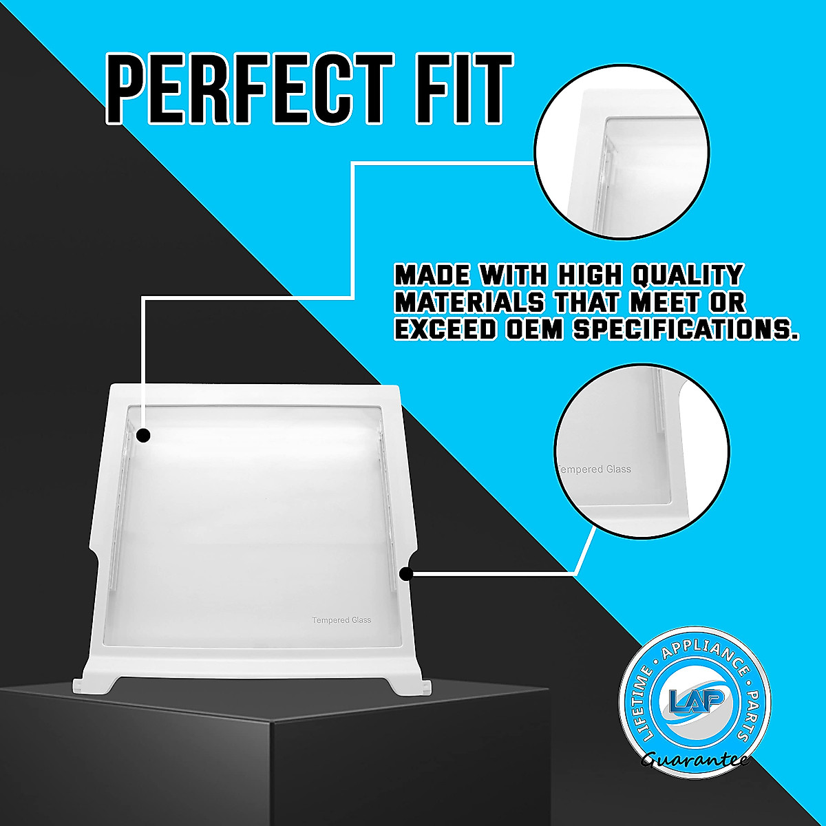UPGRADED Lifetime Appliance W10276341 Glass Shelf Compatible with Whirlpool Refrigerator - WPW10276341
