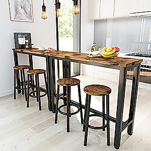 Hooseng Bar Table Set, 47" Pub Table High Table, Counter Dining Table with 2 Stools, 3 Piece Rectangle Kitchen Table Set Breakfast Bar Table for 2 Ideal for Kitchen, Living Room, Rustic Brown