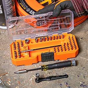 Klein Tools 32787 64-Piece Micro-Ratchet Bit Precision Driver Set with Modular Case, Magnetic, Precision, Standard Bits and Nut Drivers