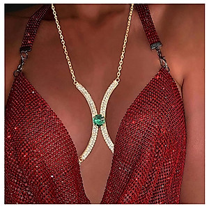Cusmyre Rhinestone Green Chest Bracket Bra Chain Body Jewelry Bikini Crystal Body Chain Rhinestone Bra Underwear Chain Sexy Lingerie Chest Chain for Women
