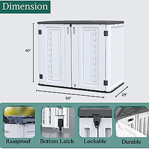 ZZM Outdoor Storage Shed, 4x2.5 FT Lockable Resin Storage Cabinet, Waterproof for Patio Furniture Cushions, Pool Supplies, Gardening Tools, Weatherproof and UV Resistant