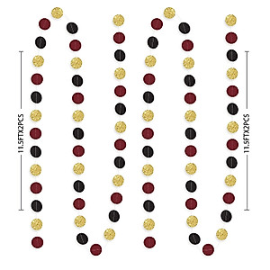 Graduation Decorations Maroon Gold 2024/Burgundy Gold Black Graduation Party Decorations Utah/Wizard Party Decorations Burgundy Birthday Decorations/Burgundy Gold Paper Garlands