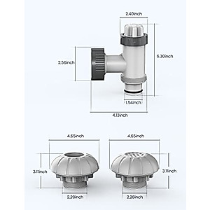 POOLHACKER Above Ground Pool Inlet and Outlet Ports Replacement Part Kit, Includes 2 On/Off Plunger Valve for Connection Pumps, Pool Replacement Parts