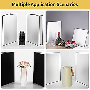 Meking 3 in 1 Photography Reflector Cardboard, 17 x 12 inches Folding Light Diffuser Board for Still Life, Product and Food Photo Shooting - Black, Silver and White, 2 Packs