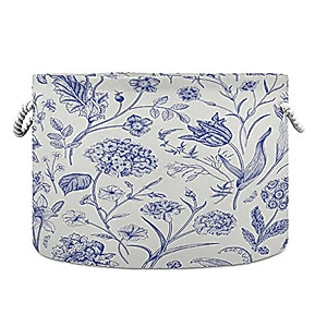 Kigai Cotton Rope Basket Toile Pattern Large Storage Basket for Toys Blanket Baby Laundry Basket for Nursery, Closet, Bedroom, Home Organization