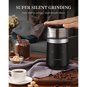 TWOMEOW Coffee Grinder, One Touch Spice Grinder Electric, Espresso Grinder, Coffee Bean Grinder with Removable Stainless Steel Bowl, Grain Mills for Spices, Herbs, Nuts, Black