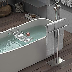 Modern Floorstanding Double 32.50 inch Towel Holder, Chrome