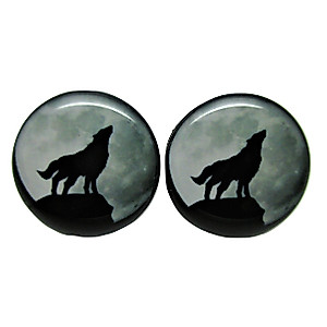 Pierced Republic Wolf Howling at The Moon Ear Plugs - Acrylic - Screw-On - New *Pair* - 8 Sizes (2 Gauge (6mm))