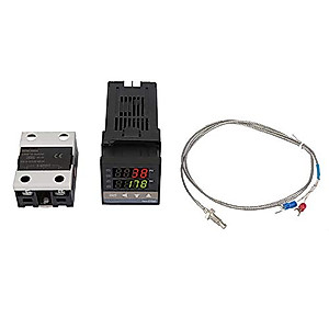 Temperature Controller, REX-C100 AC110V-240V LED PID Thermostat Controller Kit Digital Temperature Control for Electric Power,Chemical Industry,Injection Molding,Food,Incubator
