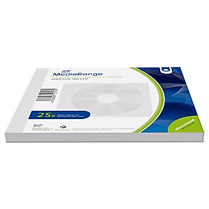 MediaRange BOX69 CD Fleece Bags (25) White with Flap + Adhesive Back