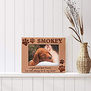 Pet Memorial, Personalized Picture Frame | 5x7 | Loss of Cat, Dog Gifts, Pet Memorial for Cats, Dogs - Loyal & Best Friend, Custom Engraved with Dog's Name & Years - Cat, Dog Owner Gift D#21