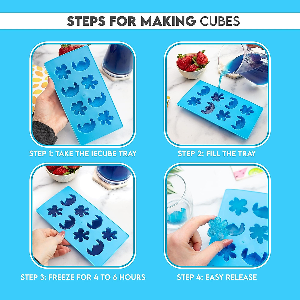Disney Lilo & Stitch Silicone Mold Ice Cube Tray | Makes 8 Cubes