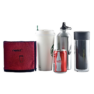 riemot Luggage Travel Cup Holder Free Hand Drink Carrier - Hold Two Coffee Mugs - Fits Roll on Suitcase Handles - Gifts for Flight Attendants Travelers Accessories Red