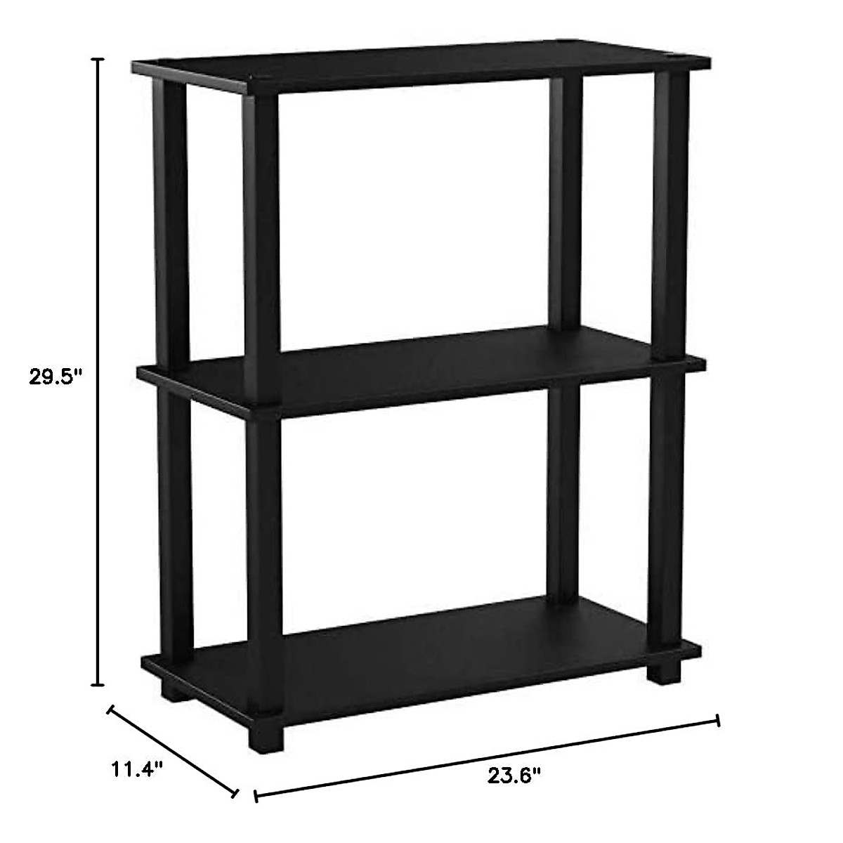 Furinno Turn-S-Tube 3-Tier Compact Multipurpose Shelf Display Rack with Square Tube, Americano/Black