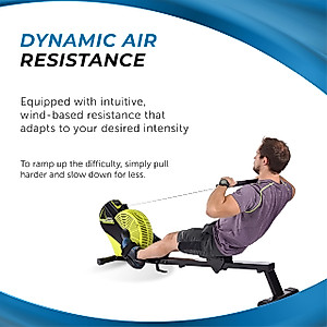 Stamina ATS Air Rower Machine with Smart Workout App - Foldable Rowing Machine with Dynamic Air Resistance for Home Gym Fitness - Up to 250 lbs Weight Capacity - Crypto Green/Black