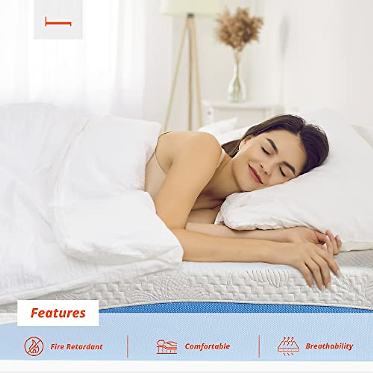 PrimaSleep Wave Gel Infused Memory Foam Mattress, 10'' H, Full, Blue