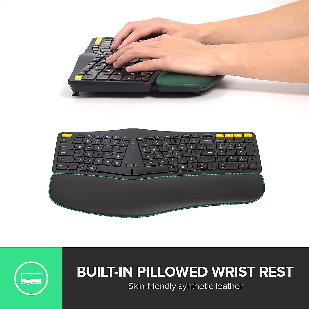 DeLUX Wireless Ergo Keyboard with Backlit GM902PRO and Vertical Mouse M618GGX