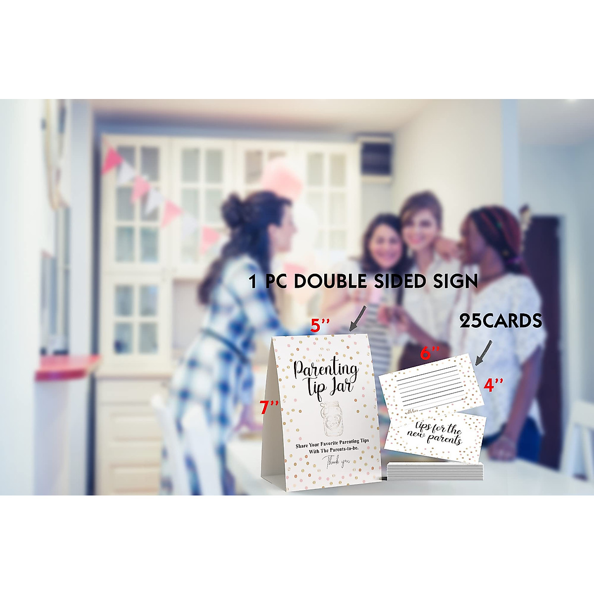 Toctose Advice for New Parents, Parenting Advice Card, Baby Shower Party, Tips for the Parents To Be，Includes a 5x7 Standing Sign and 25 4x6 Advice Cards(JYC039)