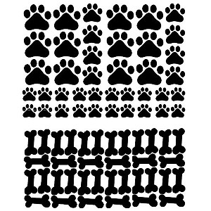 SITAKE 76 Pcs Dog Decor Stickers, 40 Pcs Dog Paw Print Stickers and 36 Pcs Dog Bones Stickers, Dog Decorations Wall Floor Windows Decal Stickers for Room, Teen Girl’s and Boy’s Room