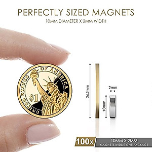 DIYMAG 120Pcs Refrigerator Magnets 10x2mm Premium Brushed Nickel Small Round Cylinder Fridge Magnet, Perfect to use as Office Magnets, Dry Erase Board Magnetic pins, Whiteboard, Map Pins