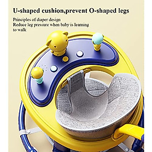 LEIYTFE Folding Walker with Wheels Sit-to-Stand Walker for 6-18 Month Baby,Adjustable Activity Walker,Anti-Rollover Boy and Girl Walker (Color : Blue)