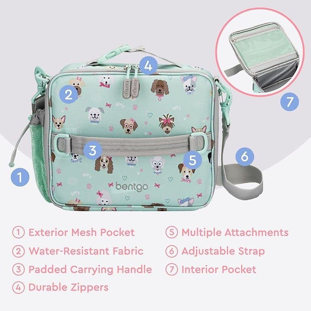 Bentgo® Kids Lunch Bag Set Water Bottle - New & Improved 2023 (Puppy Love)