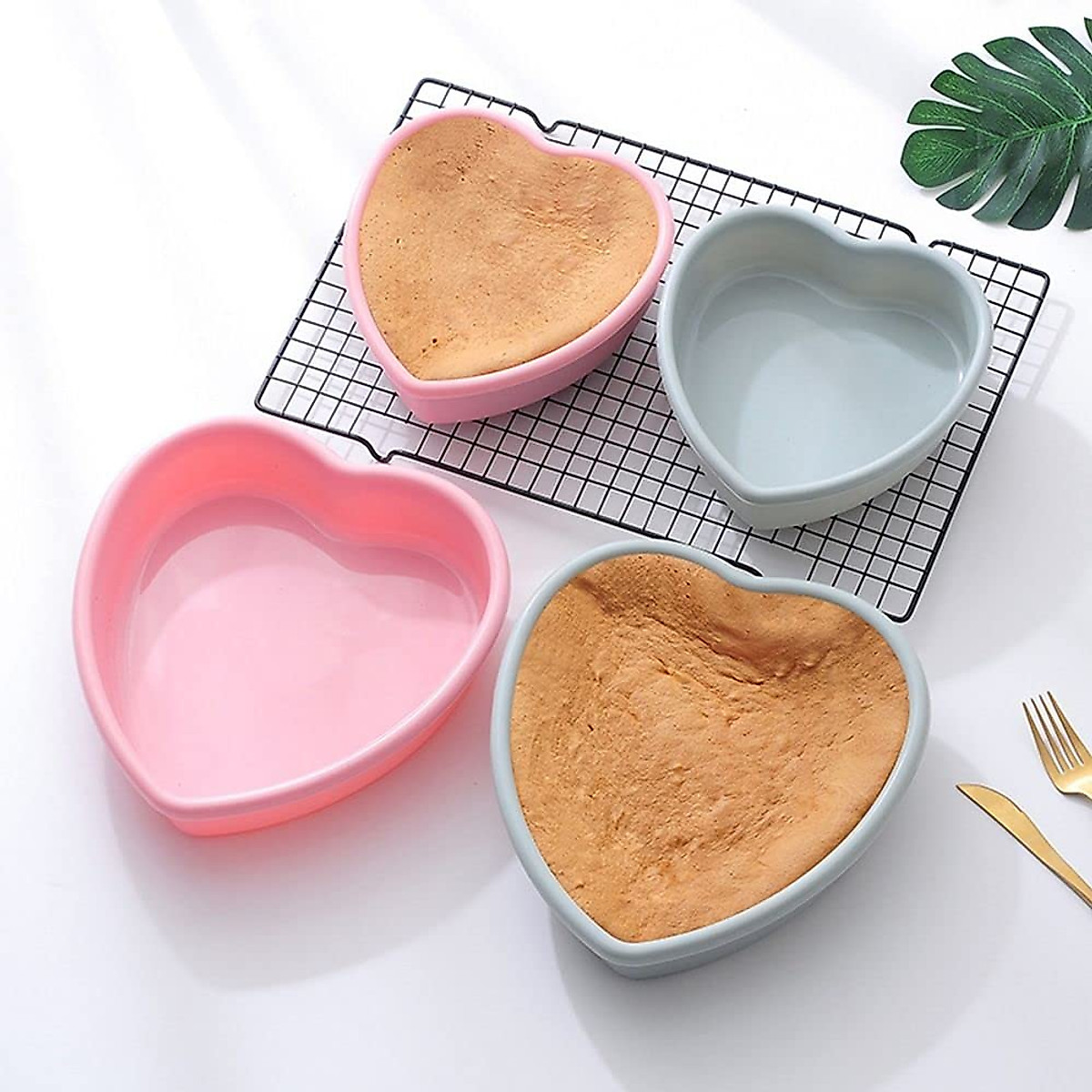 Heart Shaped Cake Pans - Silicone Molds 3pcs Heart Baking Pan 4" 7" 9" Heart Cake Mold Non-Stick Cake Pan Set for Cheese Cake and Brownie Cake