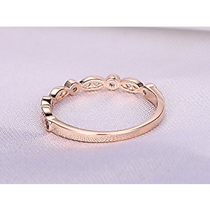 Blue Topaz Wedding Ring,Art Deco,14K Rose Gold,Anniversary Ring,Half Eternity,Milgrain,Matching Band