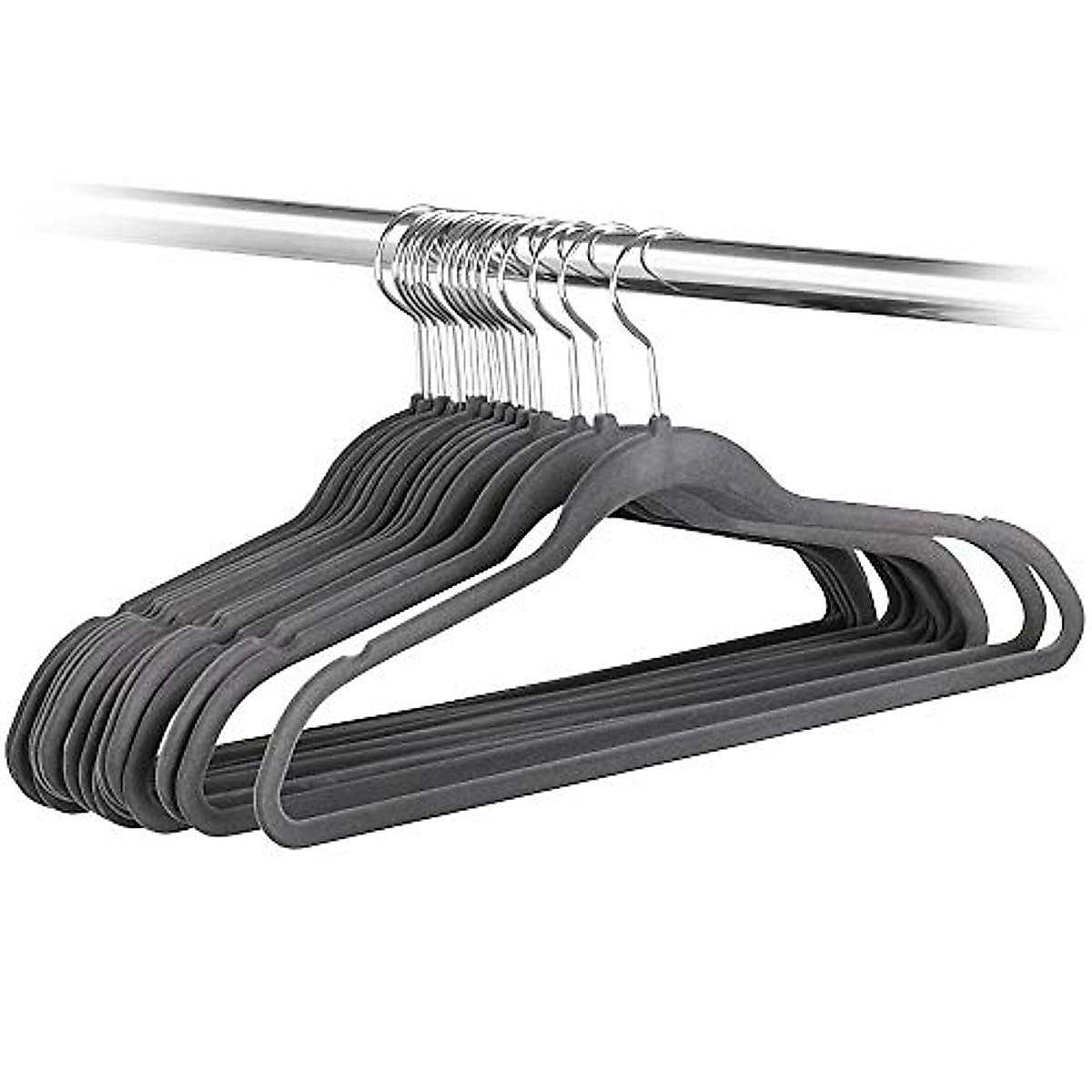 Yaheetech Thin Non Slip Velvet Clothes Hangers,Strong and Durable Hold Up to 10 Lbs- Pack of 100,Gray