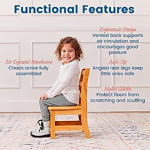 ECR4Kids Three Rung Ladderback Chair, 10in Seat Height, Classroom Seating, Honey, 2-Pack