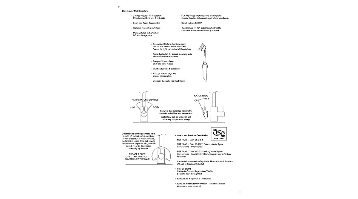 Dishmaster M70BNHA Kitchen Faucet - Effortless Cleaning