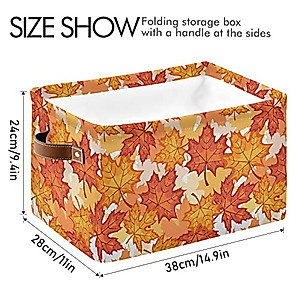 senya Thanksgiving Basket Fall Basket, Autumn Leaves Maple Leaf Foldable Fabric Collapsible Storage Bins Organizer Bag for Storage Toy Storage Pattern 12 One Size x1