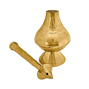 Craftsman SATVIK Brass Gulab Pash 7.5 Inch Holy Water Sprinkler Rose Water Aspergillum Aspergil Religious Divine Pot