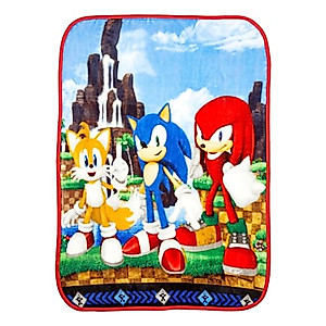 Franco Sonic The Hedgehog Anime Kids Bedding Super Soft Silk Touch Throw, 40 in x 50 in, (Official Licensed Product)