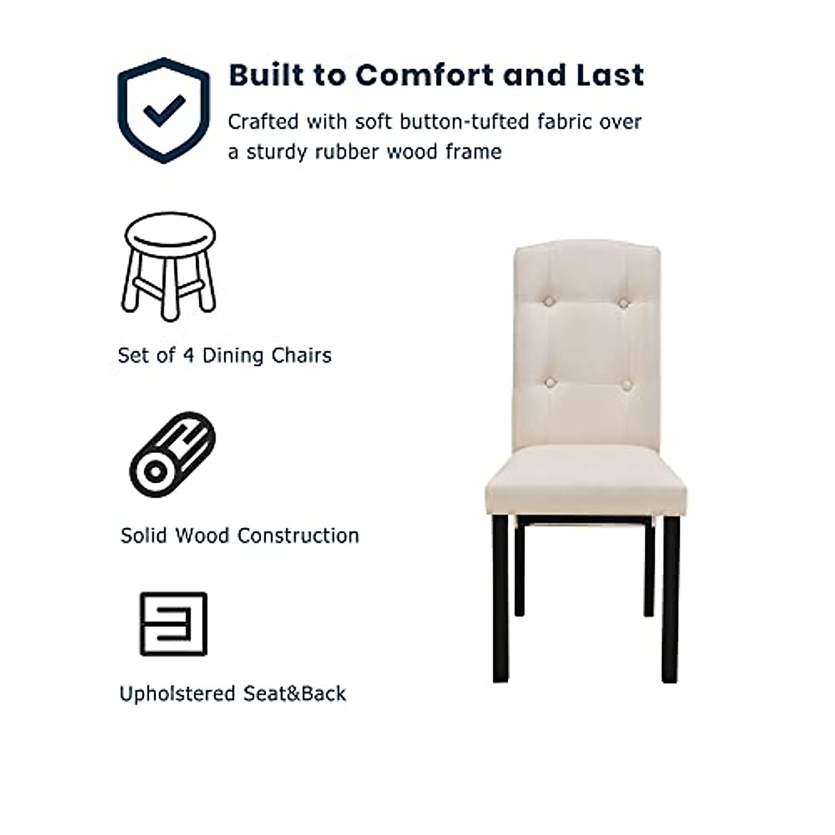 WOZNLA 5-Piece 4,Kitchen and Dining Room Set Table Top and Upholstered Chairs, Faux Marble White+Beige