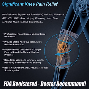 NEENCA Professional Knee Brace for Pain Relief, Medical Knee Support with Patella Pad & Side Stabilizers, Compression Knee Sleeve for Meniscus Tear, ACL, Joint Pain, Runner, Workout - FSA/HSA Eligible