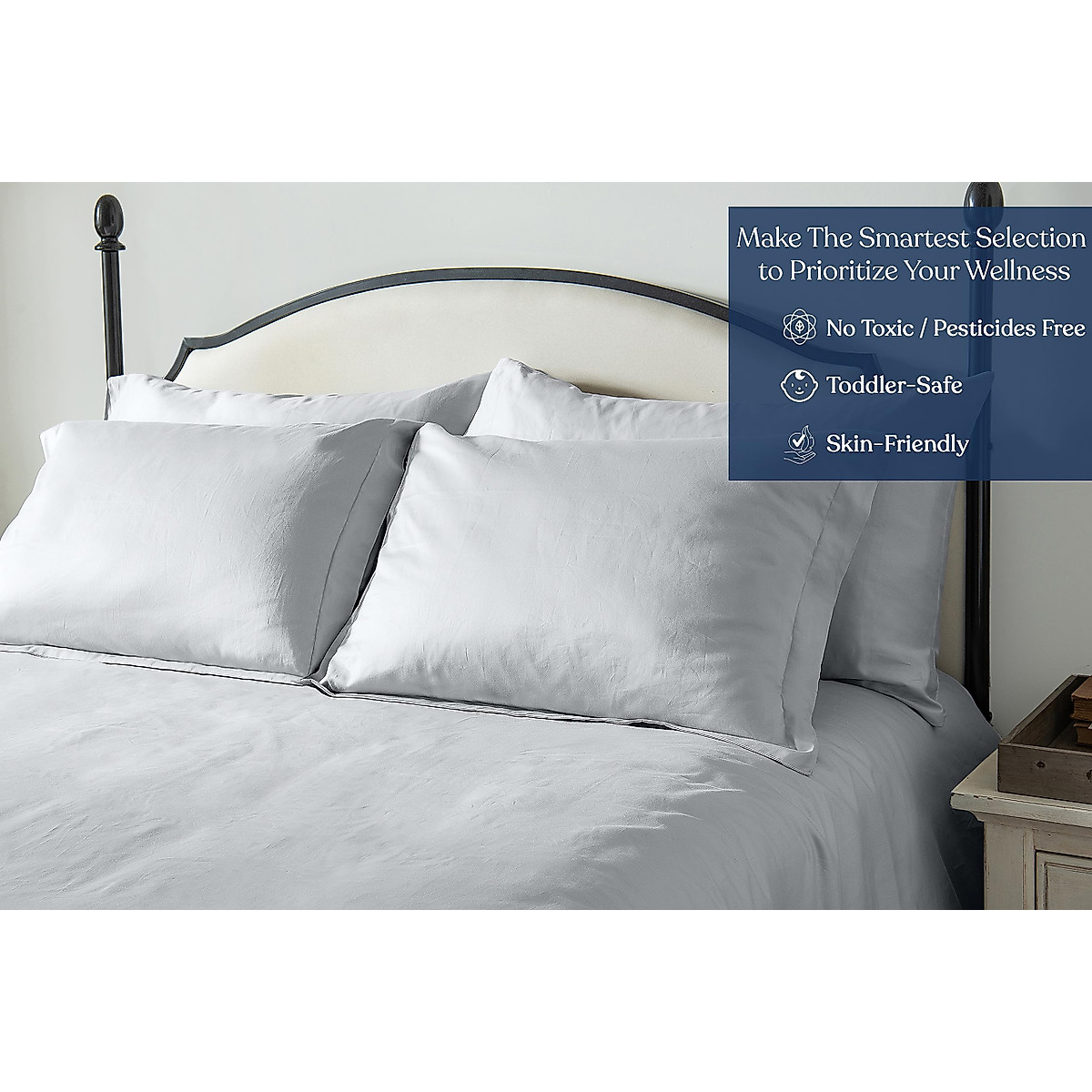 Delara GOTS Certified 100% Organic Cotton Sheets, 400TC Long Staple Cotton, Ultra Soft, Silky, Moisture-Wicking, Smooth & Breathable, with Elasticized Deep Pocket