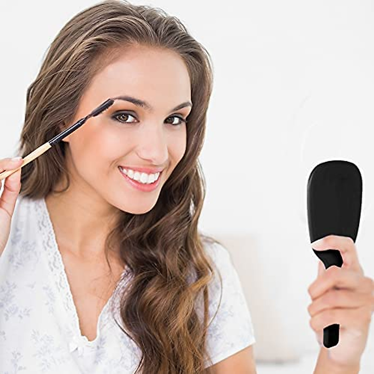 Jetec Small Handheld Hand Mirror Compact Travel Makeup Mirror Handheld Cosmetic Personal Portable Vanity Glass 3.15 * 7.09 inch(Black, White,8 Pcs)