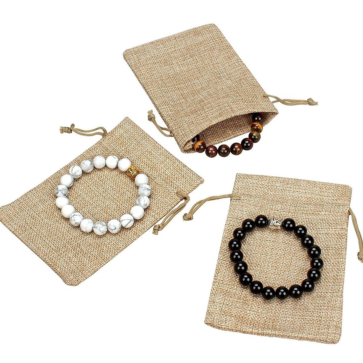 Amariver Natural Burlap Bags with Drawstring, Reusable Linen Pouches, Perfect for Jewelry Pouch, Wedding Birthday Parties Favor, Gift/Candy Bags, Set of 24