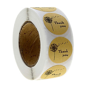 YU-NIYUT 1 Roll Simple Design Thank You Letters Dandelion Print Label Stickers Craft Per Roll Stationery Adhesive Sealing Decor, Exquisite and Easy to Use