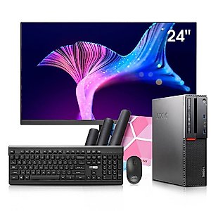 Lenovo Desktop Computer PC Monitor Bundle, Intel Core i5 6500 3.2GHz, 16GB DDR4 RAM, 256GB SSD + 2TB HDD, Built-in WiFi BT,DVD-RW,Wireless Keyboard Mouse,Windows 10 Pro (Renewed)