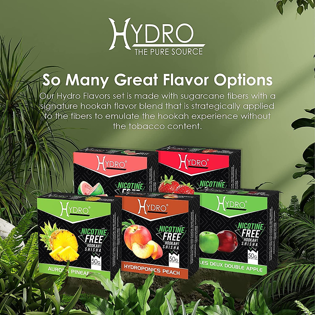 Hydro Molasses, Hookah Shisha Flavors Set, Tobacco & Nicotine Free, Tropical Mix, 50-Gram (Pack of 3)