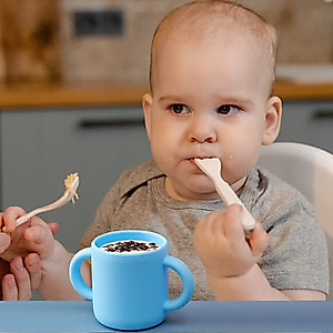 Tiny Silicone Drinking Training Cup for Baby and Toddler - 2 easy- grip handles - Baby Open Cup 5 OZ, 6months+ (Corn yellow)