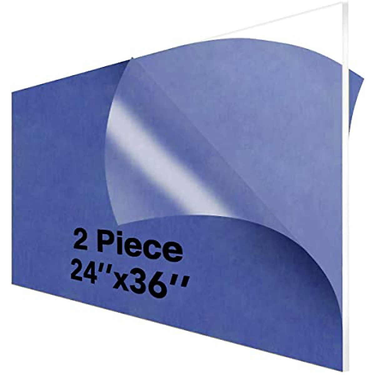Clear Acrylic Plexiglass Sheet 1/8" Thick Cast Acrylic Sheet 24" x 36" Pack 2, 3mm Transparent Acrylic Board - 24x36 Plexi Glass Perspex Panel for Display Painting Shelf DIY Wedding Signs Cut to Size