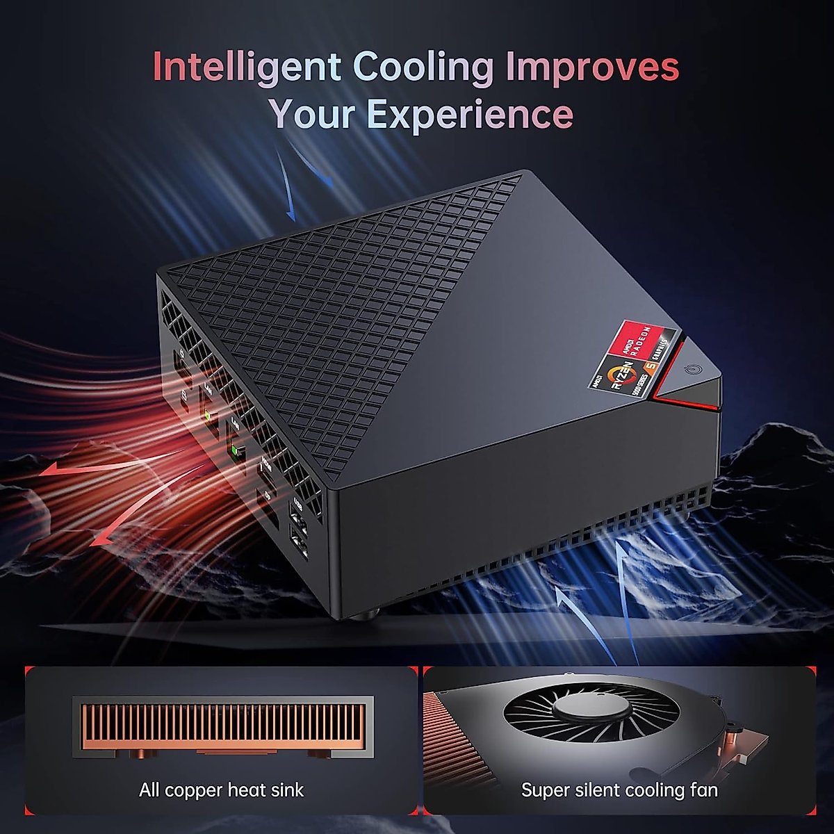 ACEMAGICIAN Dual LAN Mini PC,AMD Ryzen 7 5700U (8C/16T,up to 4.3Ghz) 16GB DDR4 512GB SSD, Mini Computers 4K@60Hz Triple Display Desktop Portable WiFi 6/Bluetooth 5.2