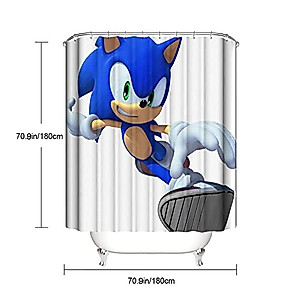 BOABIXA Son.ic The Hedge.hog 4 Piece Shower Curtain Sets, with Non-Slip Rugs, Toilet Lid Cover and Bath Mat, Durable and Waterproof, One size 20220305 0